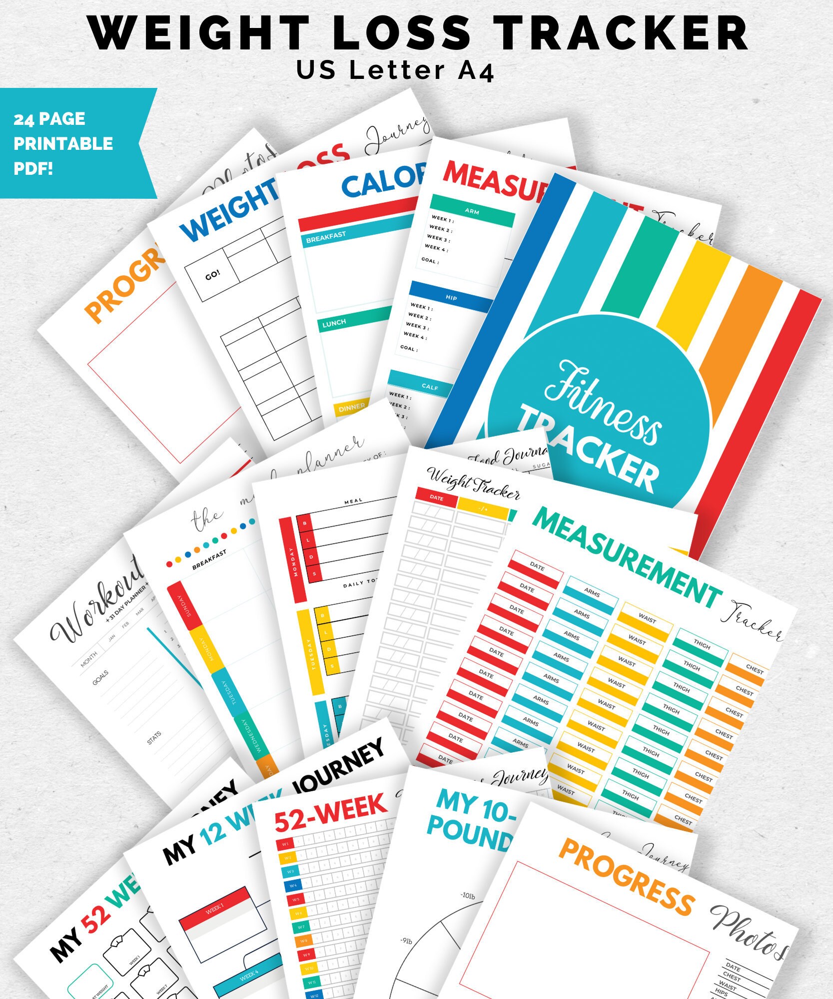 Paper & Party Supplies Weight Loss Journal Tracker Planner Workout ...