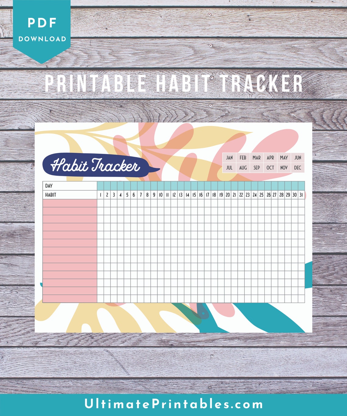 Habit Tracker Printable Cute Habit Tracker - Etsy