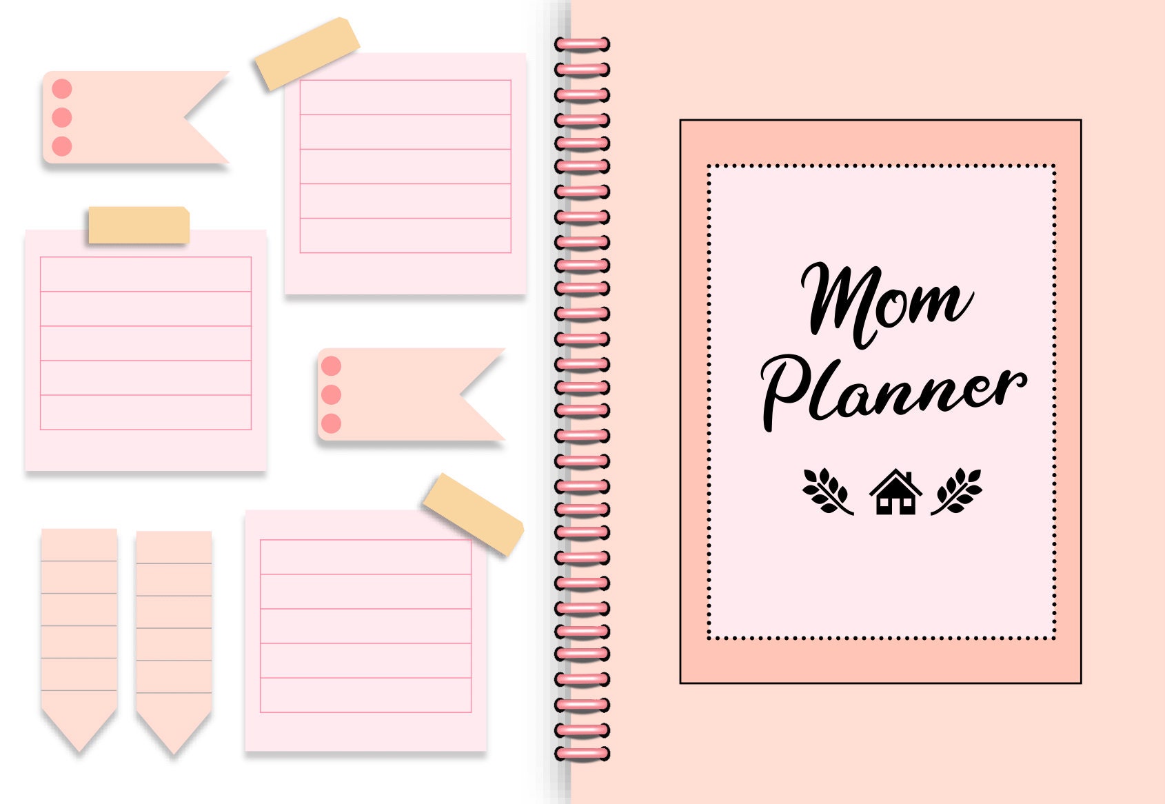 Undated Digital Mom Planner Digital Stickers Digital Home Management ...