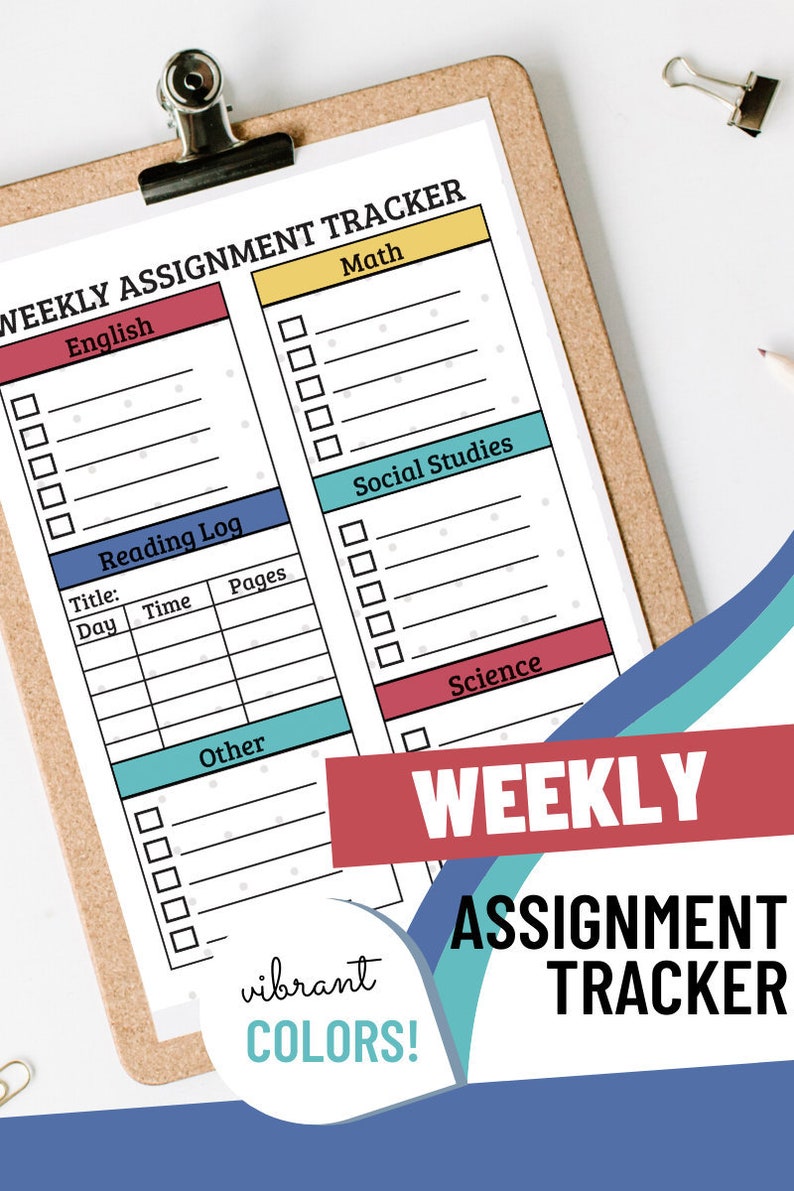 Student Planner Printable Student Assignment Tracker - Etsy