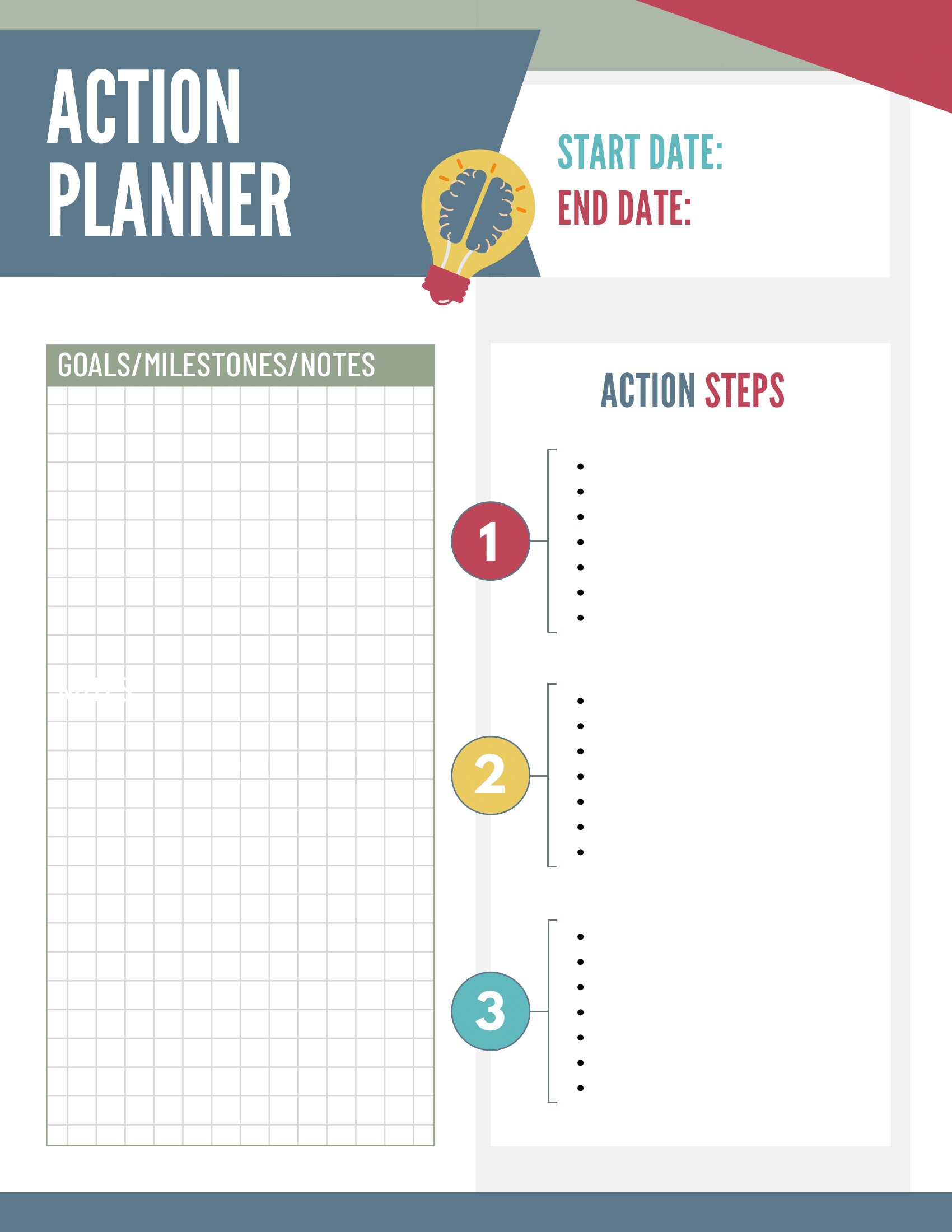 Weekly Action Planner | Goal Planner | Goal Setting - Etsy
