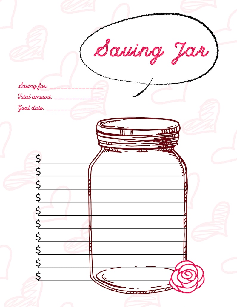 Savings Jar Printable, Savings Tracker, Savings Plan, Saving Goal, PDF ...