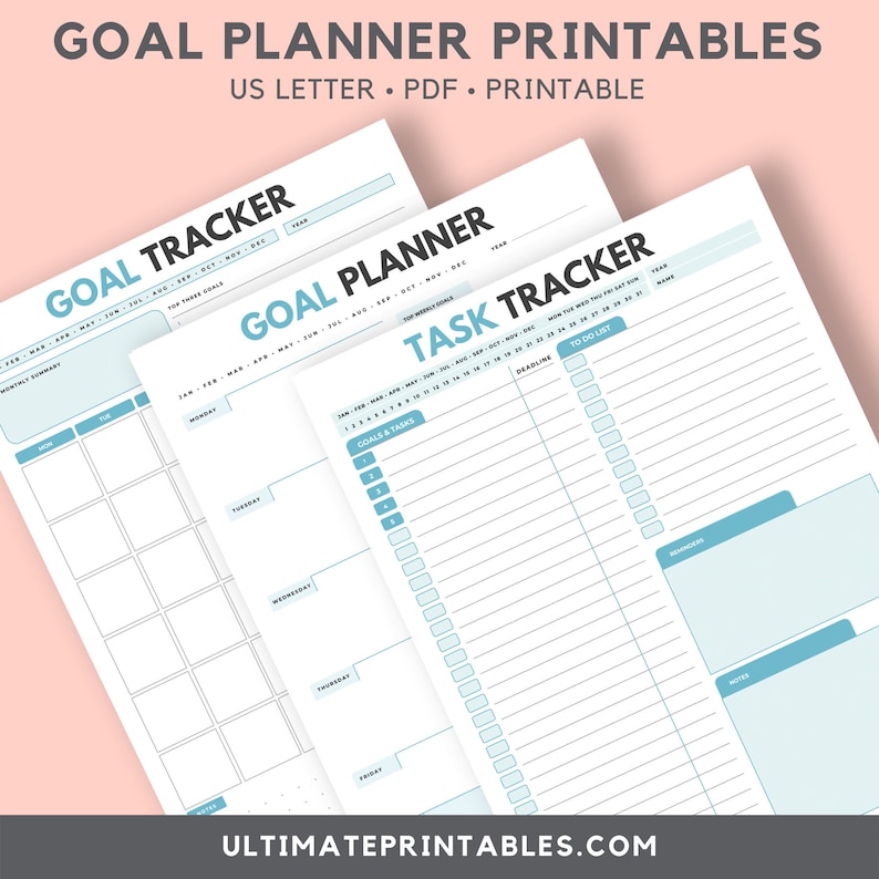 Daily Goal Planner and Task Tracker Printable - Etsy
