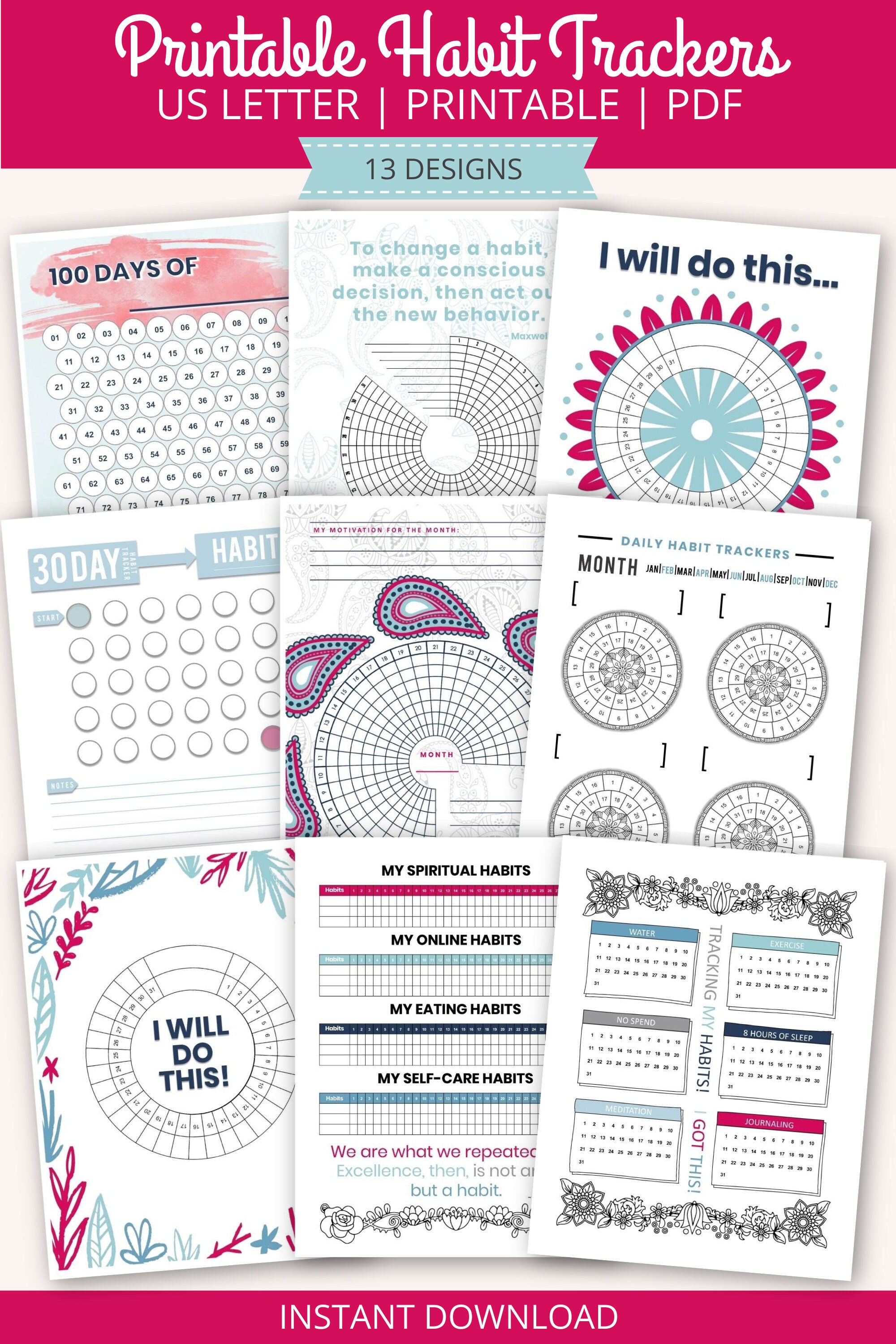 Big Bundle of Printable Habit Trackers - Etsy