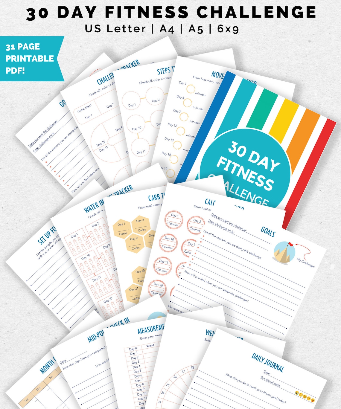 30-day Fitness Challenge | Fitness Planner | Fitness Journal | Weight ...
