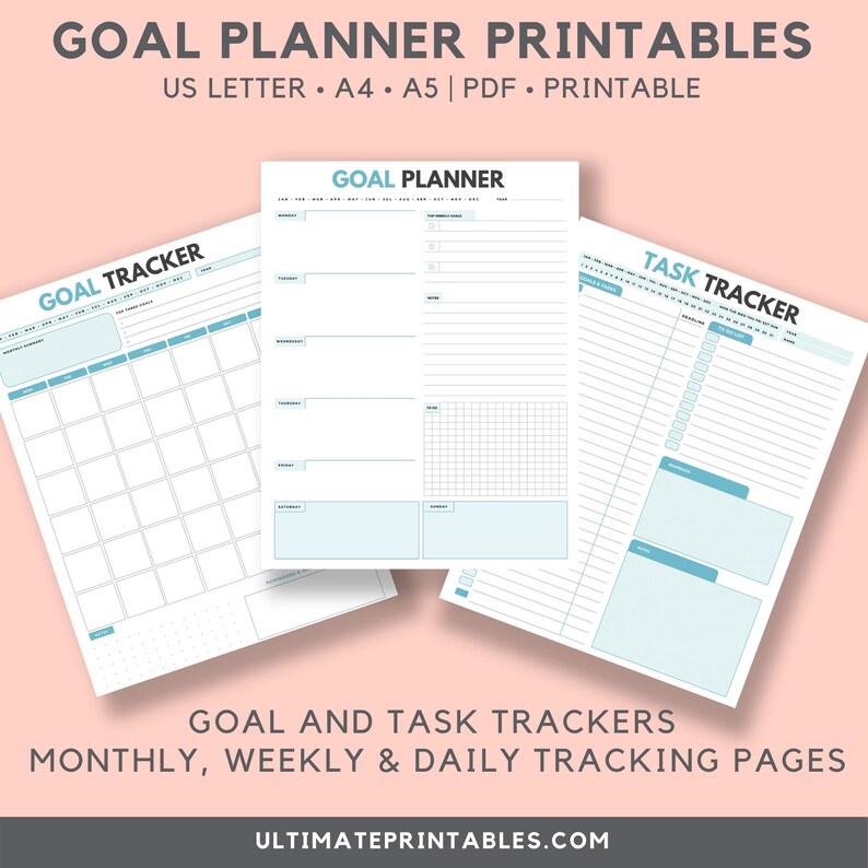 Daily Goal Planner and Task Tracker Printable - Etsy