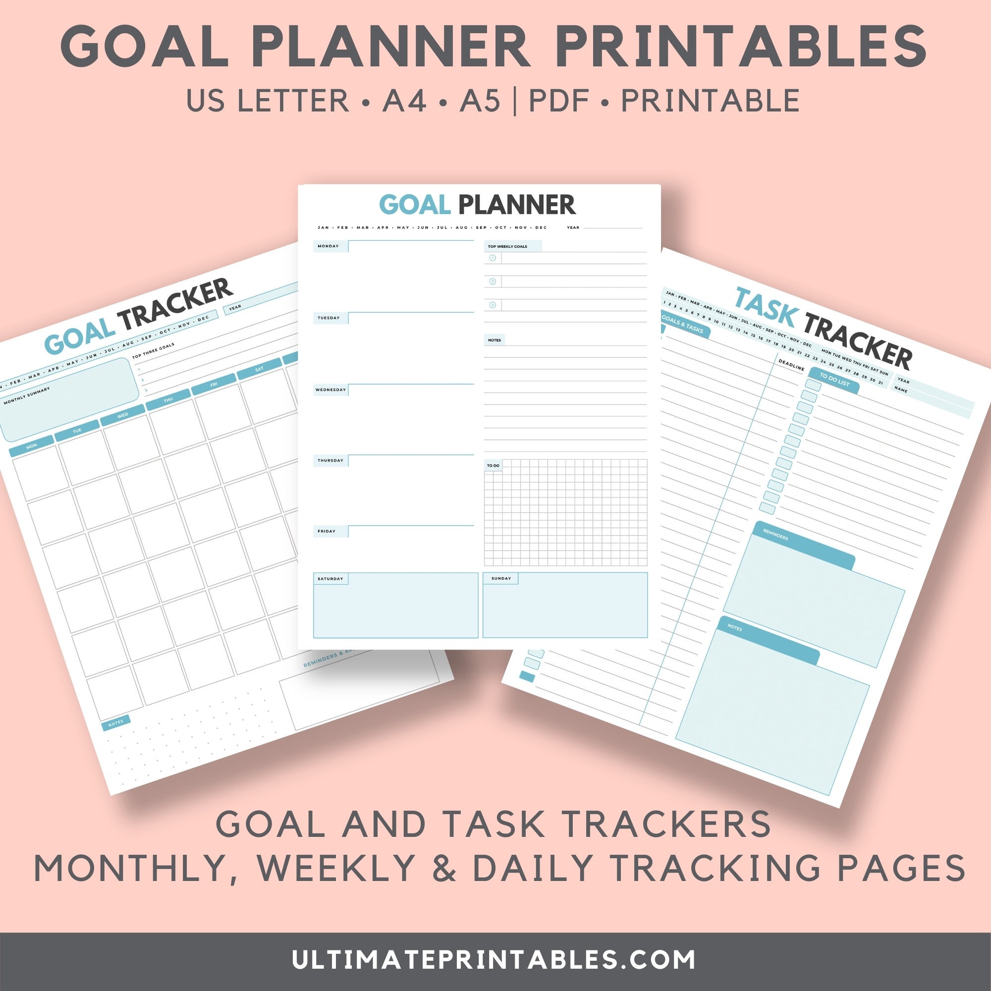 Daily Goal Planner and Task Tracker Printable - Etsy