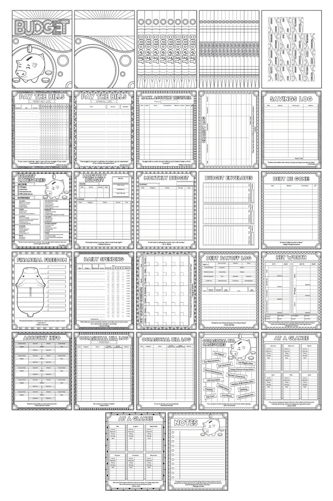 Budget Planner, Coloring Pages - Etsy