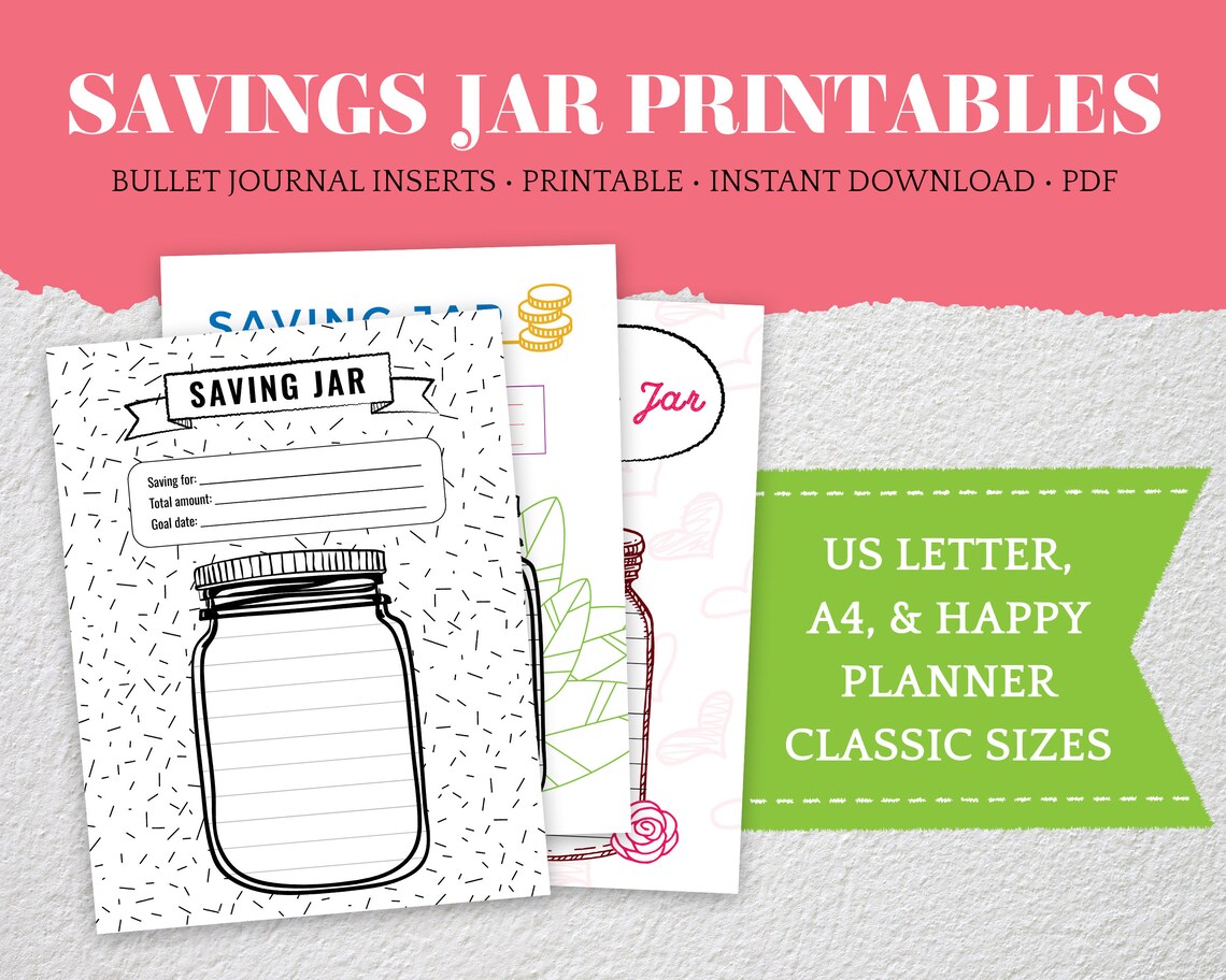 Savings Jar Printable, Savings Tracker, Savings Plan, Saving Goal, PDF ...