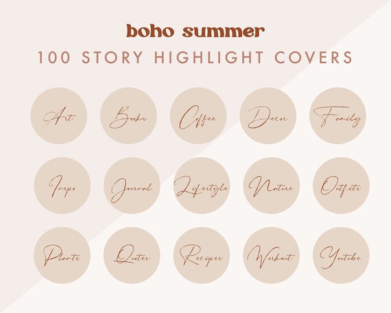 100 Lifestyle Instagram Story Highlight Covers Boho Summer - Etsy
