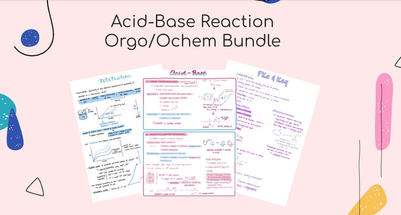 Acid/base Reaction Organic Chemistry Orgo/ochem Study Notes/note Set ...