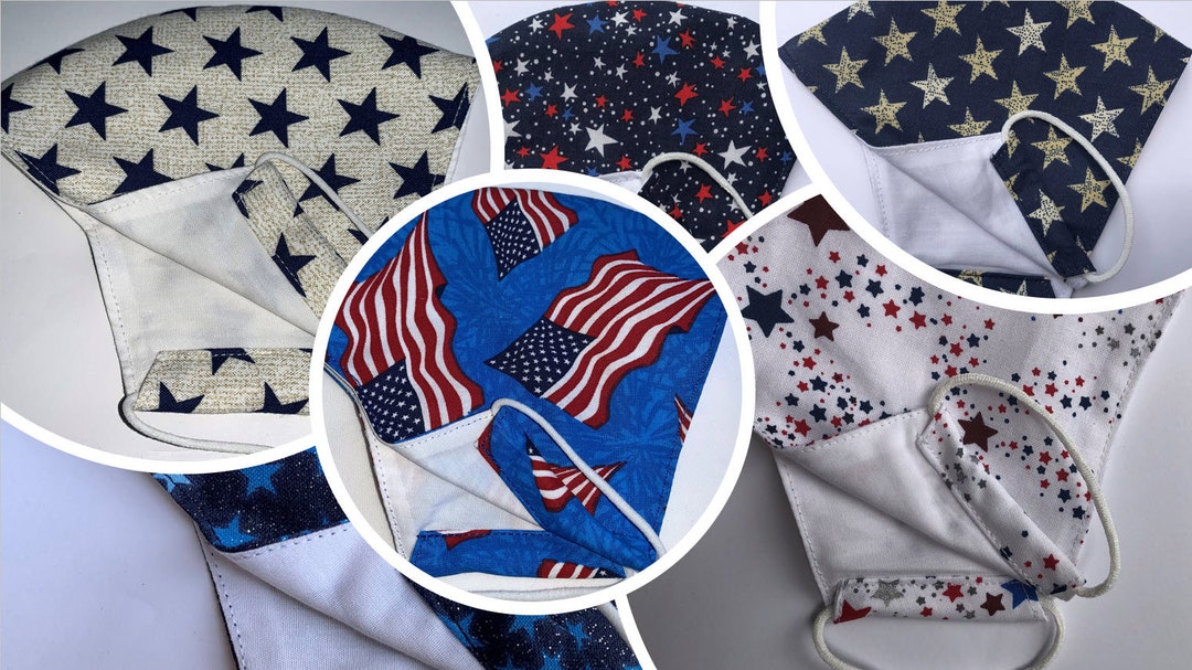 Face Mask, Patriotic Face Mask, Washable, Made in USA, Cotton, Reuse ...