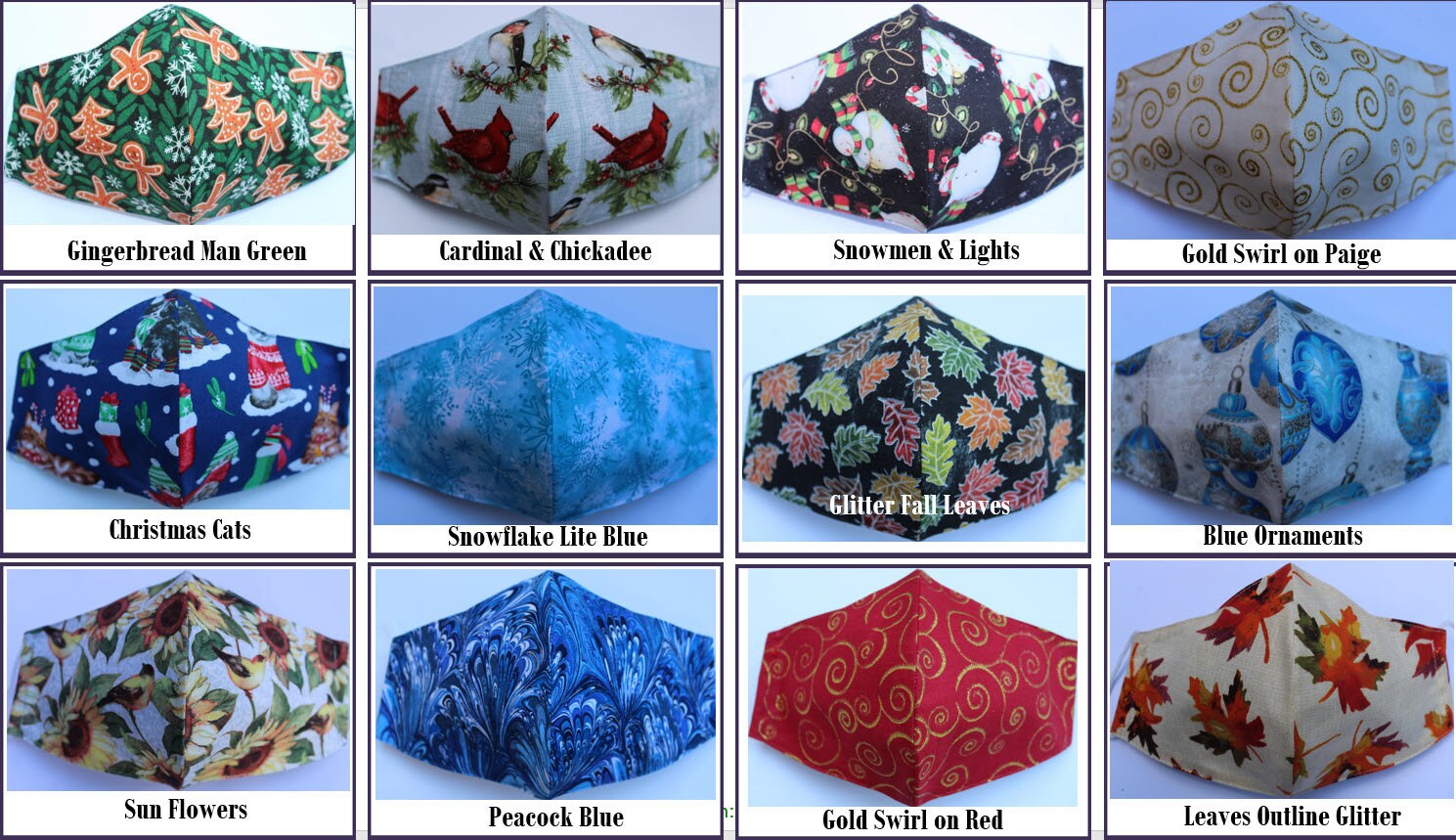 Face Mask Holiday Seasonal Themes Washable Made in USA | Etsy