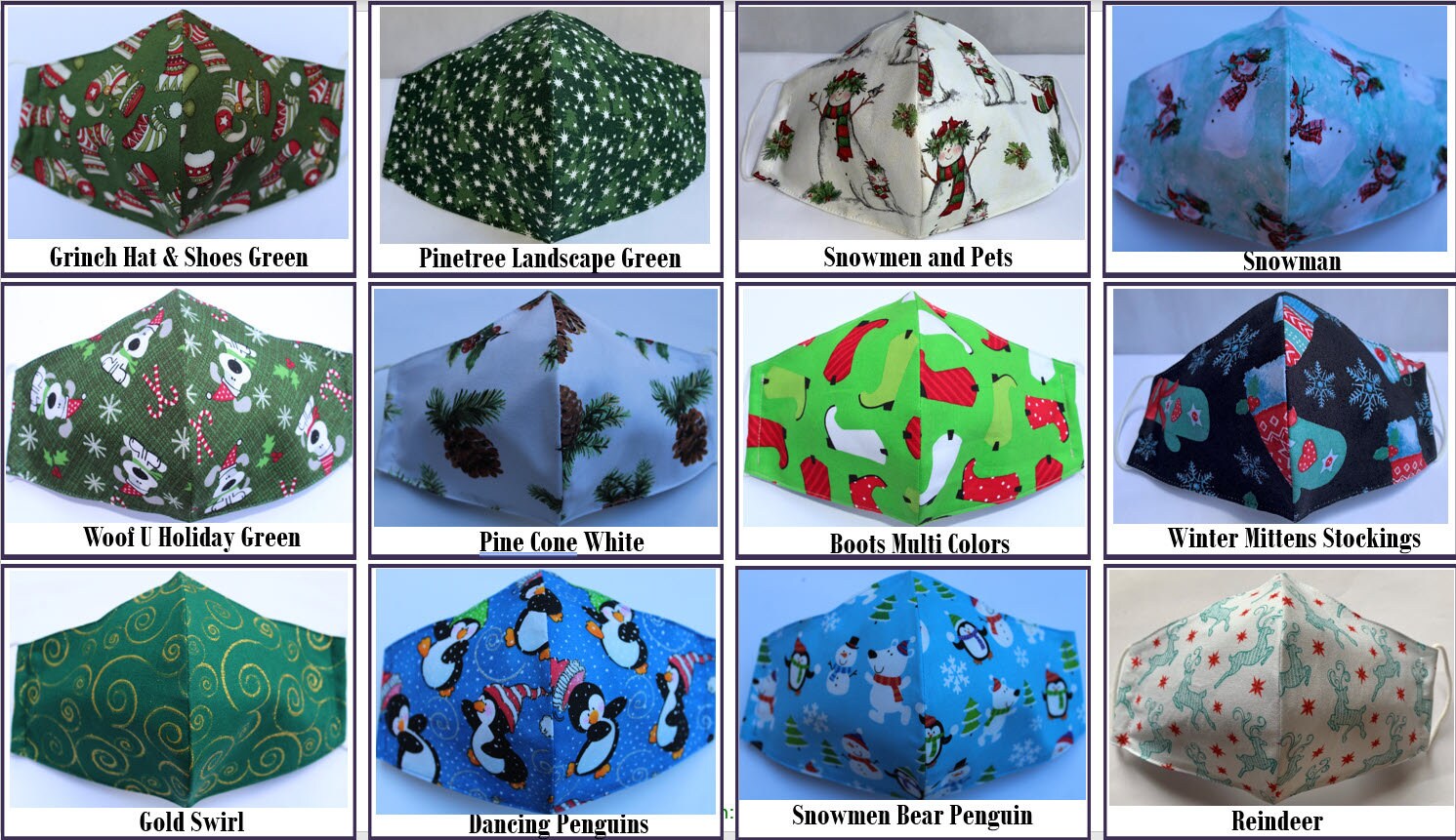 Face Mask Holiday Seasonal Themes Washable Made in USA | Etsy