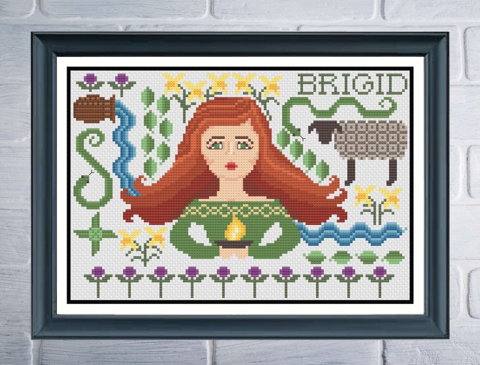 Brigid Irish Saint/goddess Modern Sampler Cross Stitch Pattern PDF - Etsy