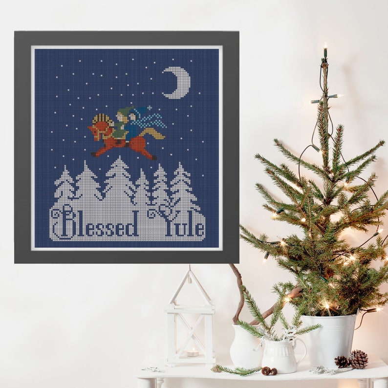 Blessed Yule PDF Cross Stitch Pattern/hand Embroidery god - Etsy