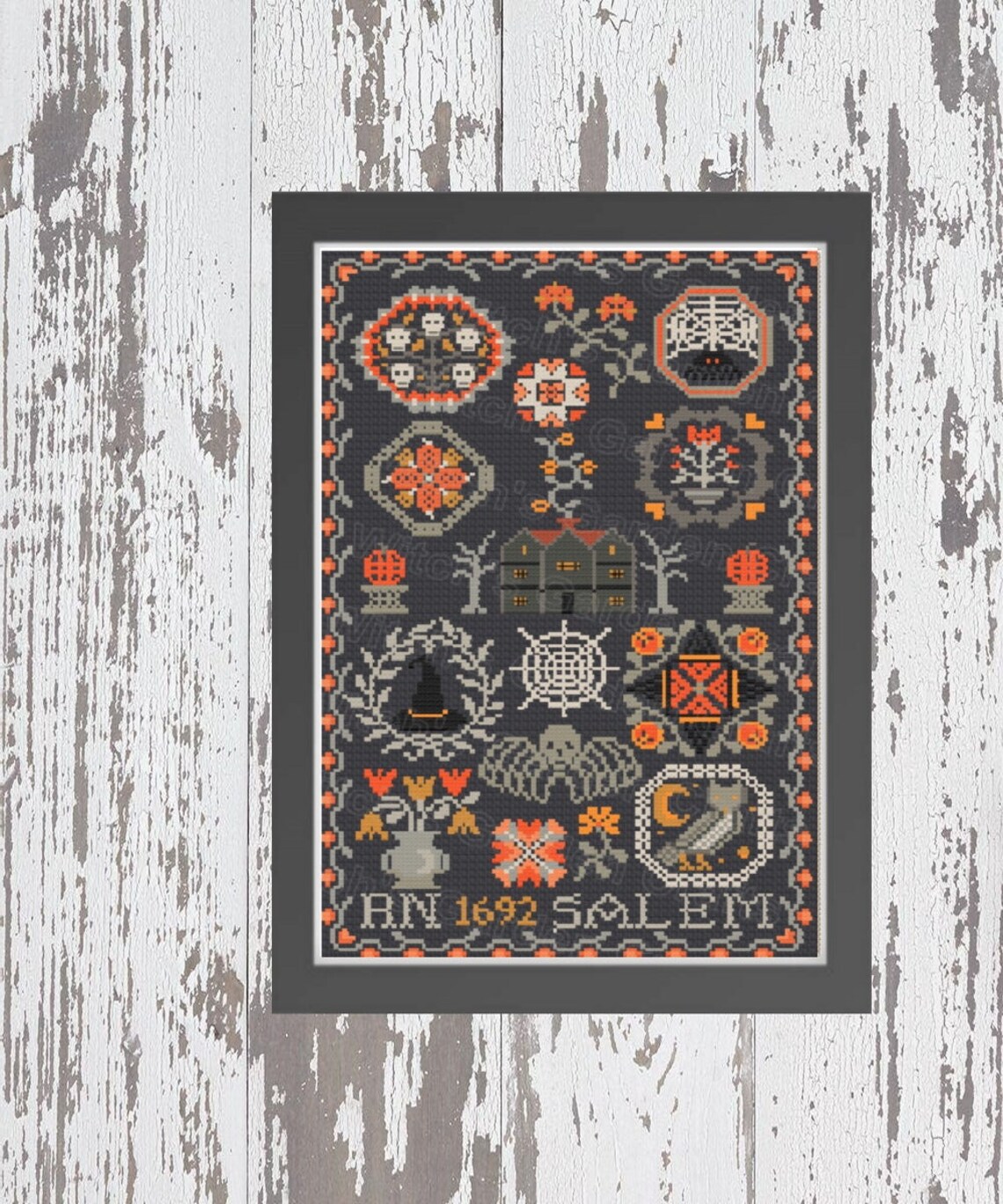 Salem 1692 Halloween Quaker Sampler Cross Stitch Pattern - Etsy