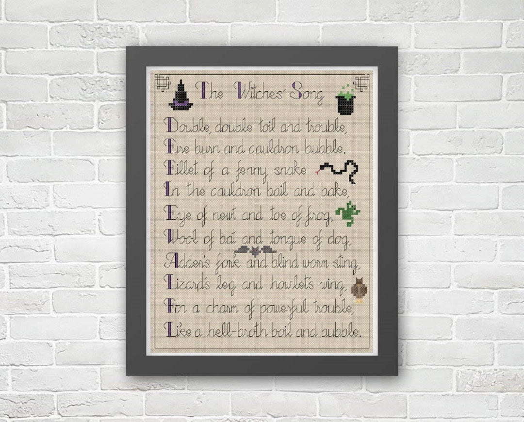 Witch's Song From Macbeth, Spooky Embroidery for Halloween - Etsy