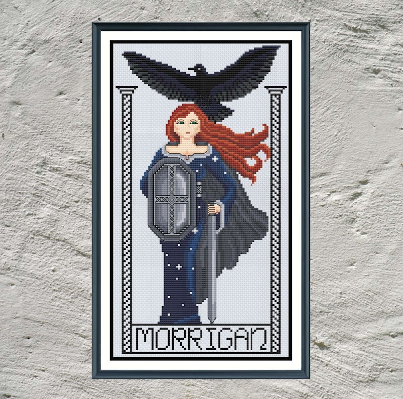 Morrigan Morrigu the Morrigan Goddess Modern Sampler Cross Stitch ...