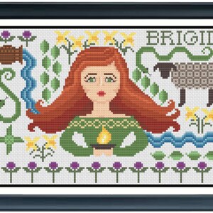 Brigid Irish Saint/goddess Modern Sampler Cross Stitch Pattern PDF - Etsy