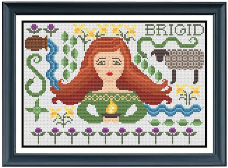 Brigid Irish Saint/goddess Modern Sampler Cross Stitch Pattern PDF - Etsy