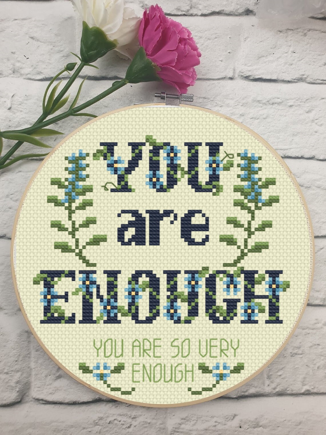 You Are Enough 6" Hoop Cross Stitch Pattern (PDF) - Etsy