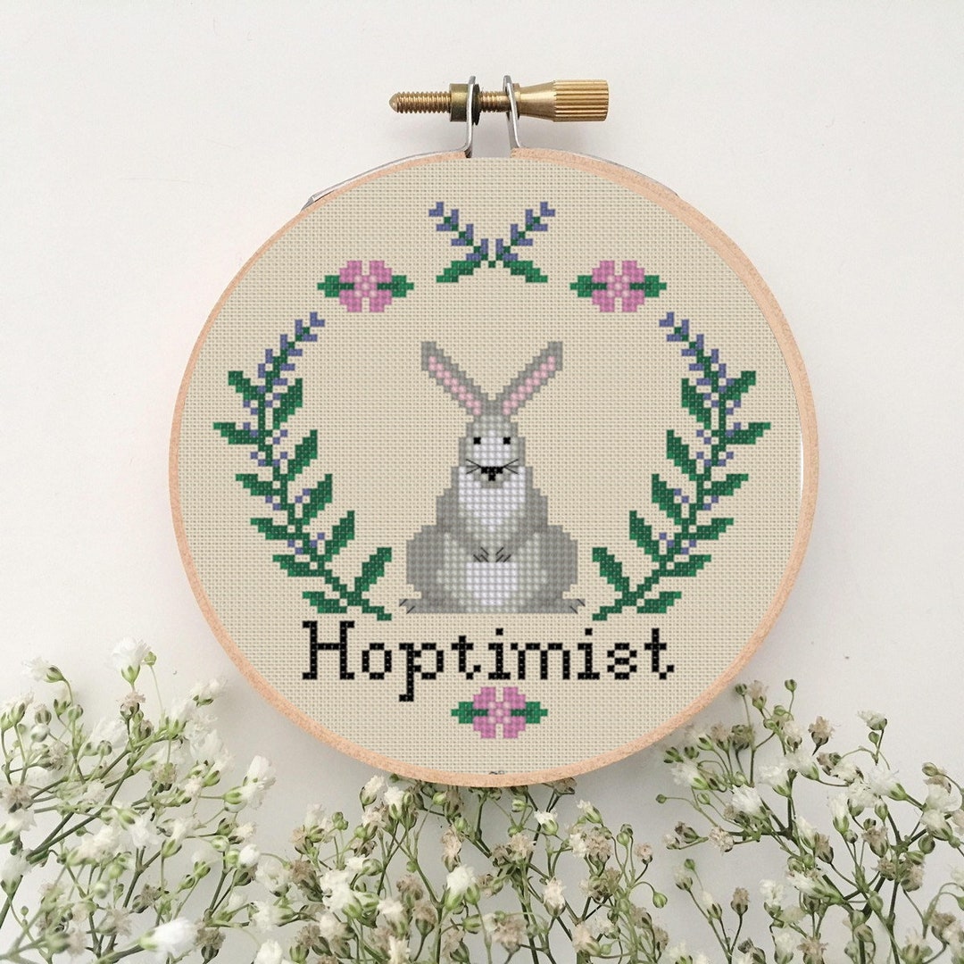 Hoptimist Adorable Modern Rabbit 6" Hoop Cross Stitch Pattern (PDF) - Etsy