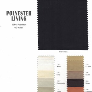 White Polyester Lining Fabric by the Yard Over 50 Colors 60 Wide Dress ...