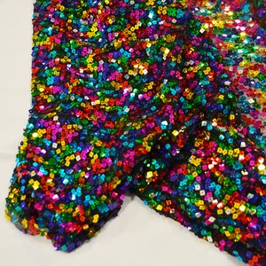 Rainbow Square Sequins | Colorful Sequins Fabric Sewn on Mesh | 52 ...