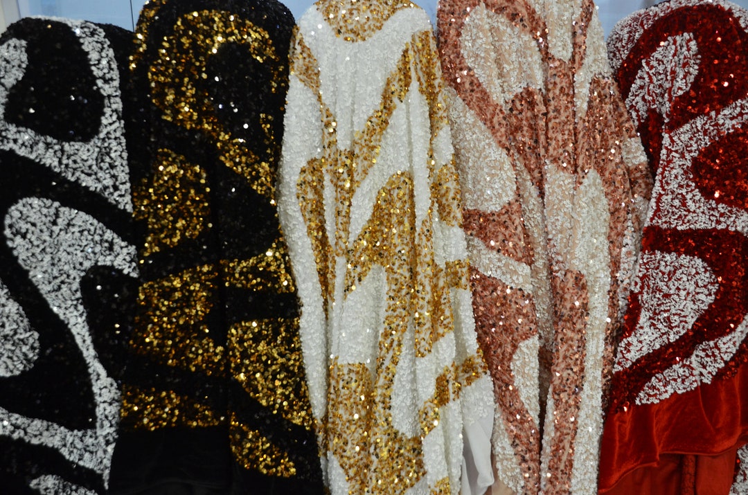 Sequins Velvet Wave | Sequins on Plush Spandex Velvet | 60" Wide | Multiple Colors | Two Tone ...