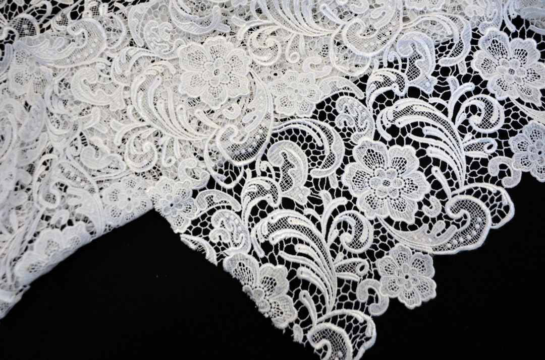 White Guipure Lace | Heavy Double Scalloped Lace | White Wedding Dress ...