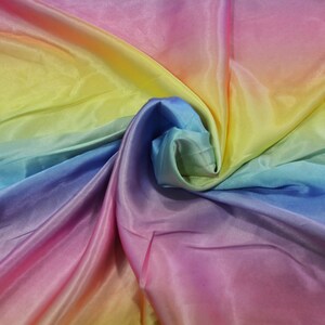Multi Color Rainbow Satin Fabric | Rainbow Charmeuse Fabric | Ombre ...