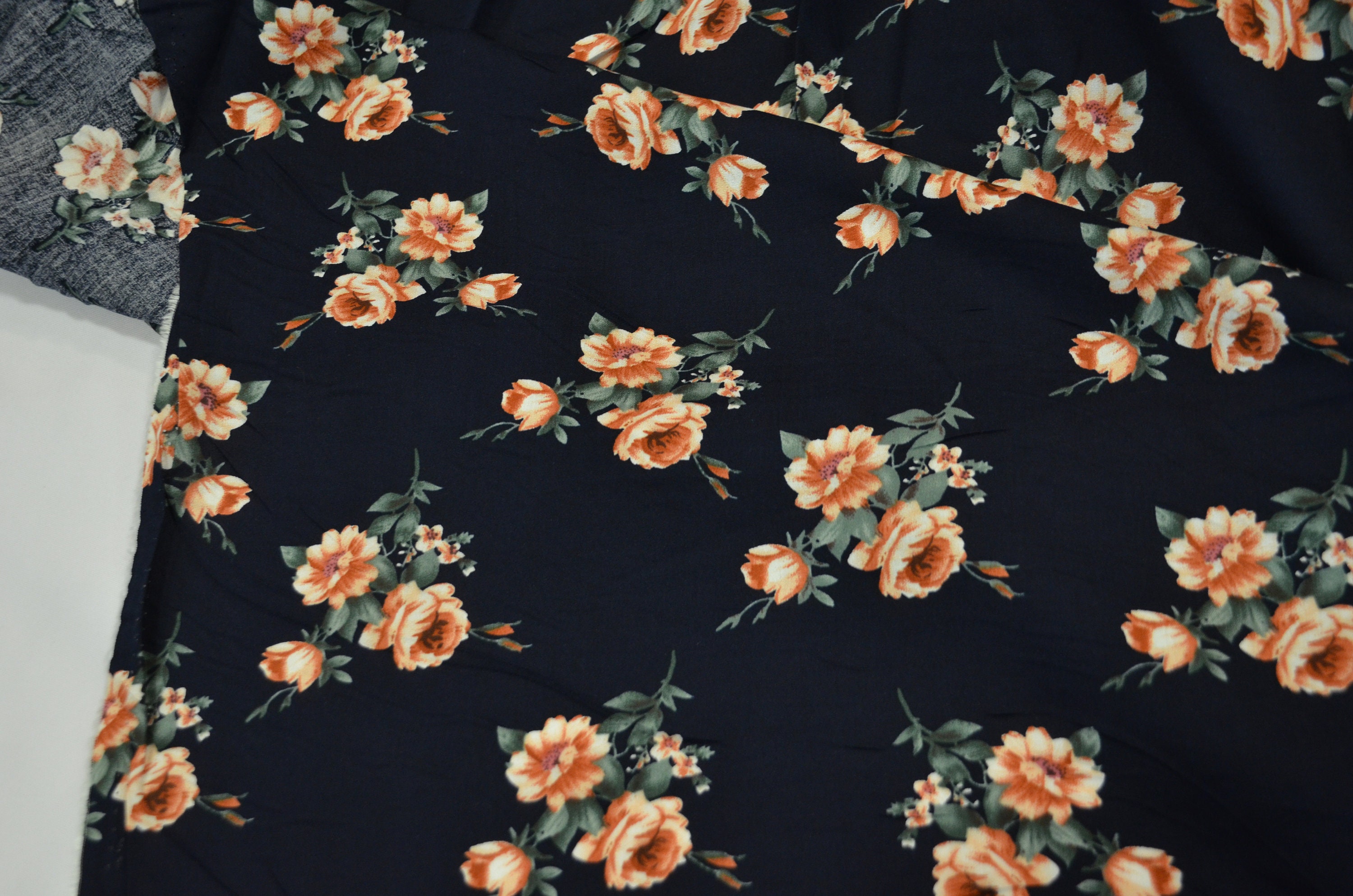 Love Flower Rayon Challis Fabric by the Continuous Yard | 60" Wide ...
