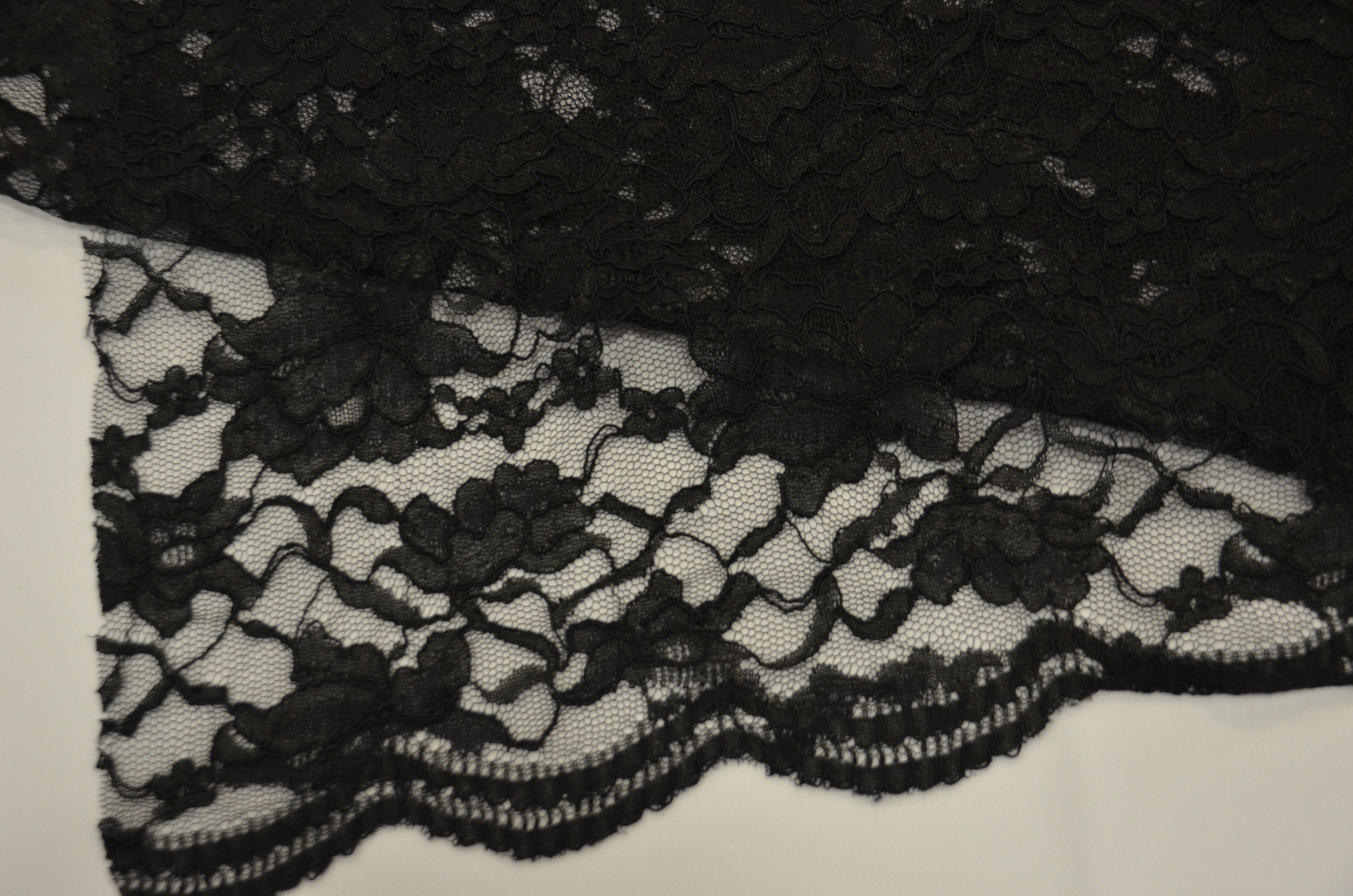 Scalloped Black Lace Fabric Scalloped Edge Lace Trim 11mm Black