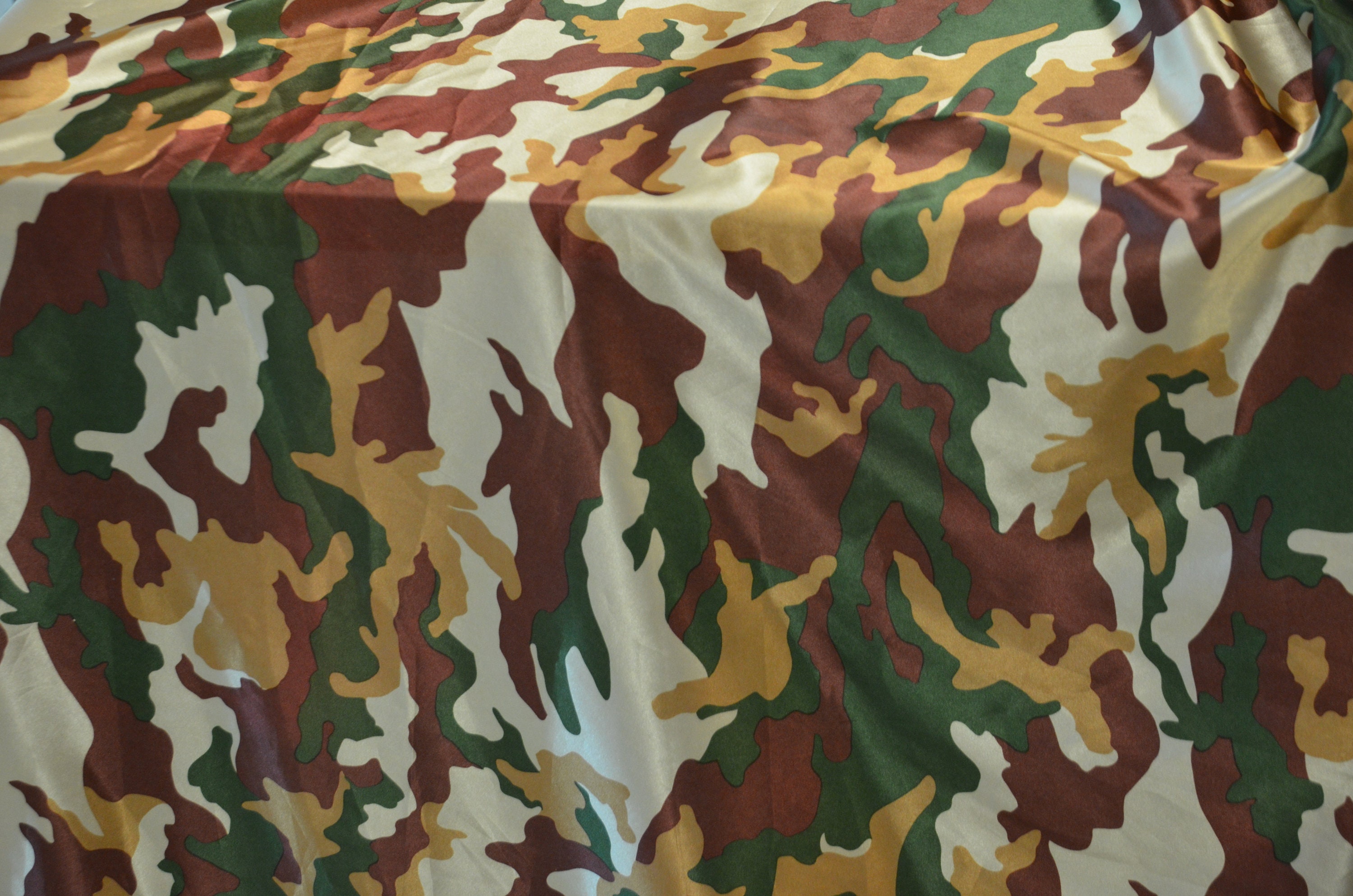 Camouflage Satin Print Fabric | Army Camo Satin Fabric by the Yard ...