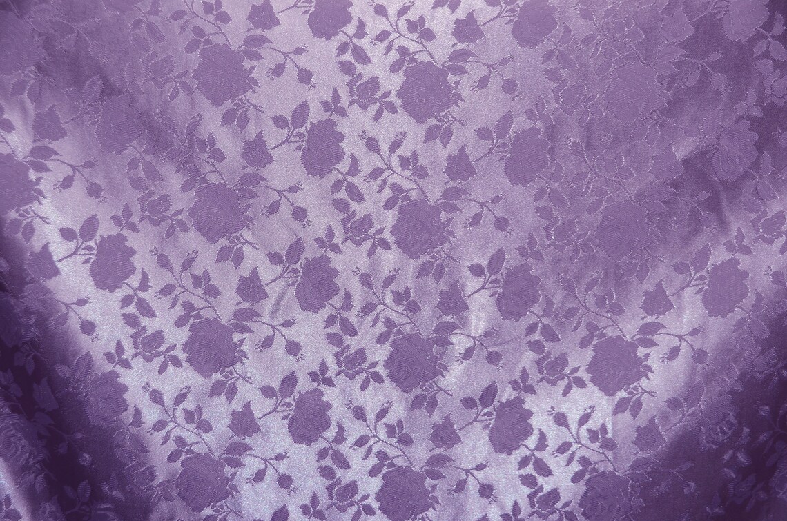 Lavender Floral Jacquard Satin Fabric | Isabella Floral Jacquard | Yard ...