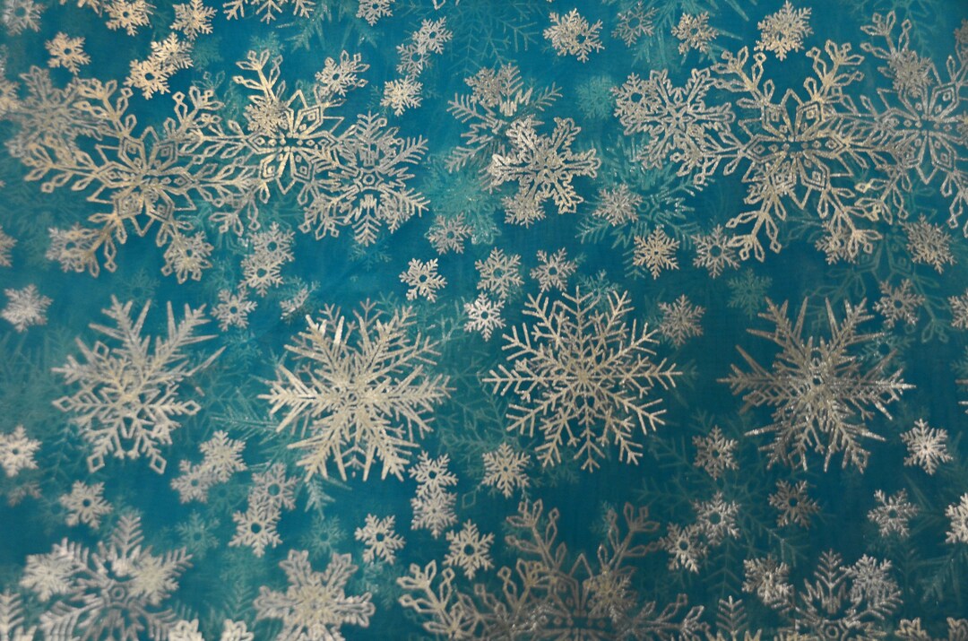 Turquoise Blue Snowflake Organza | Cosplay Fabric | Dress Fabric ...