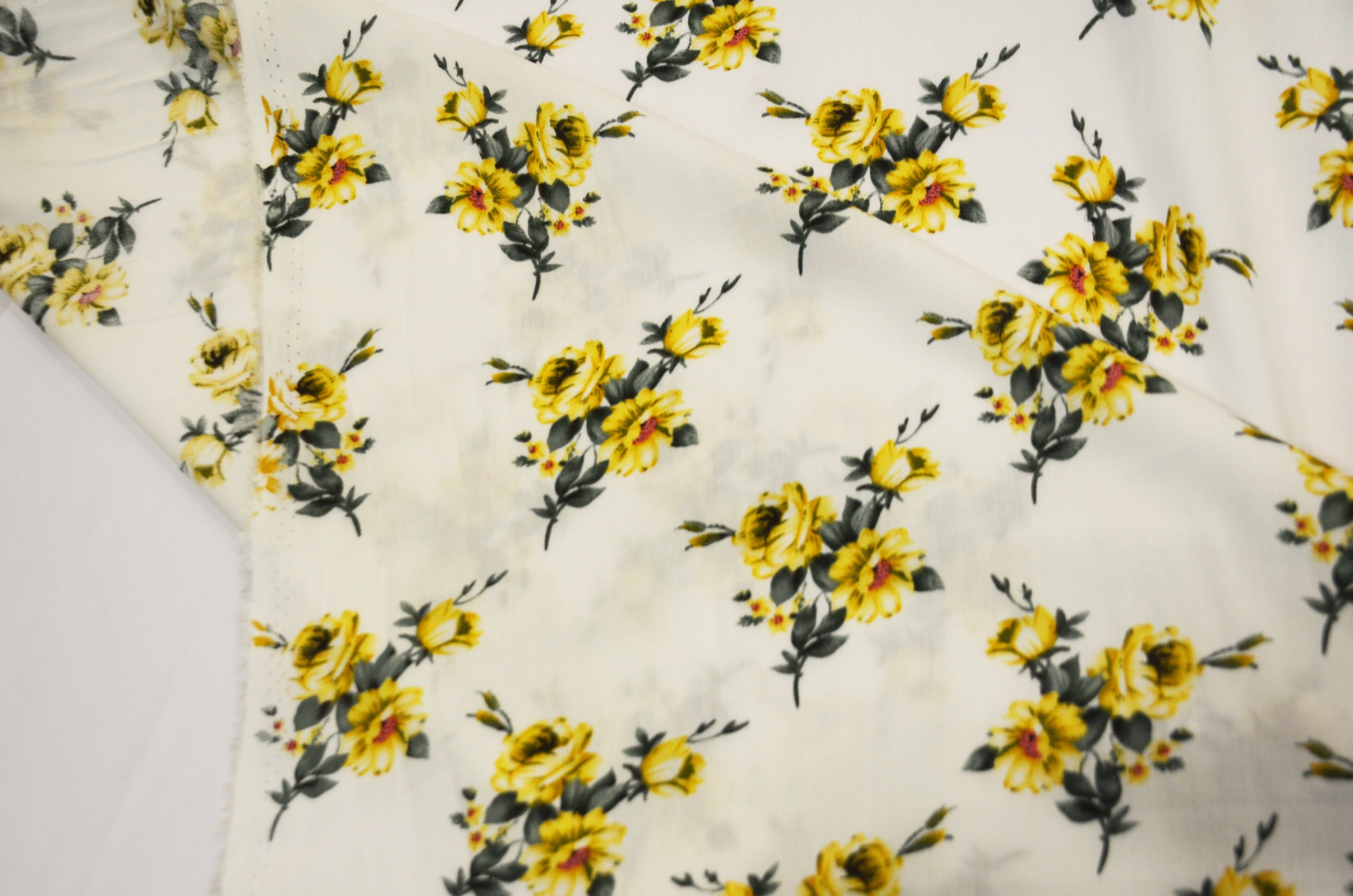 Love Flower Rayon Challis Fabric by the Continuous Yard | 60" Wide ...