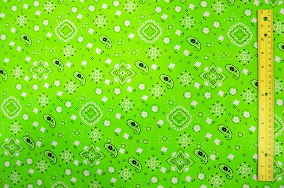 Lime Green Bandana Cotton Print Broadcloth Bandanna Paisley - Etsy