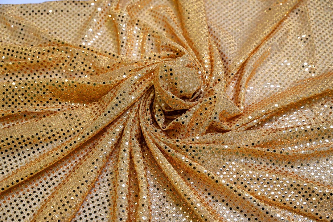 Gold Confetti Dot Sequins | Sequins Fabric Yard X 40" | Glued 3mm ...