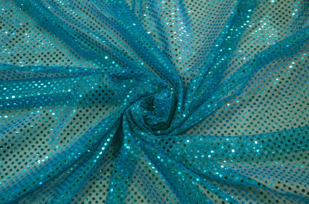 Turquoise Confetti Dot Sequins Sequins | Fabric Yard X 40"|glued 3mm ...