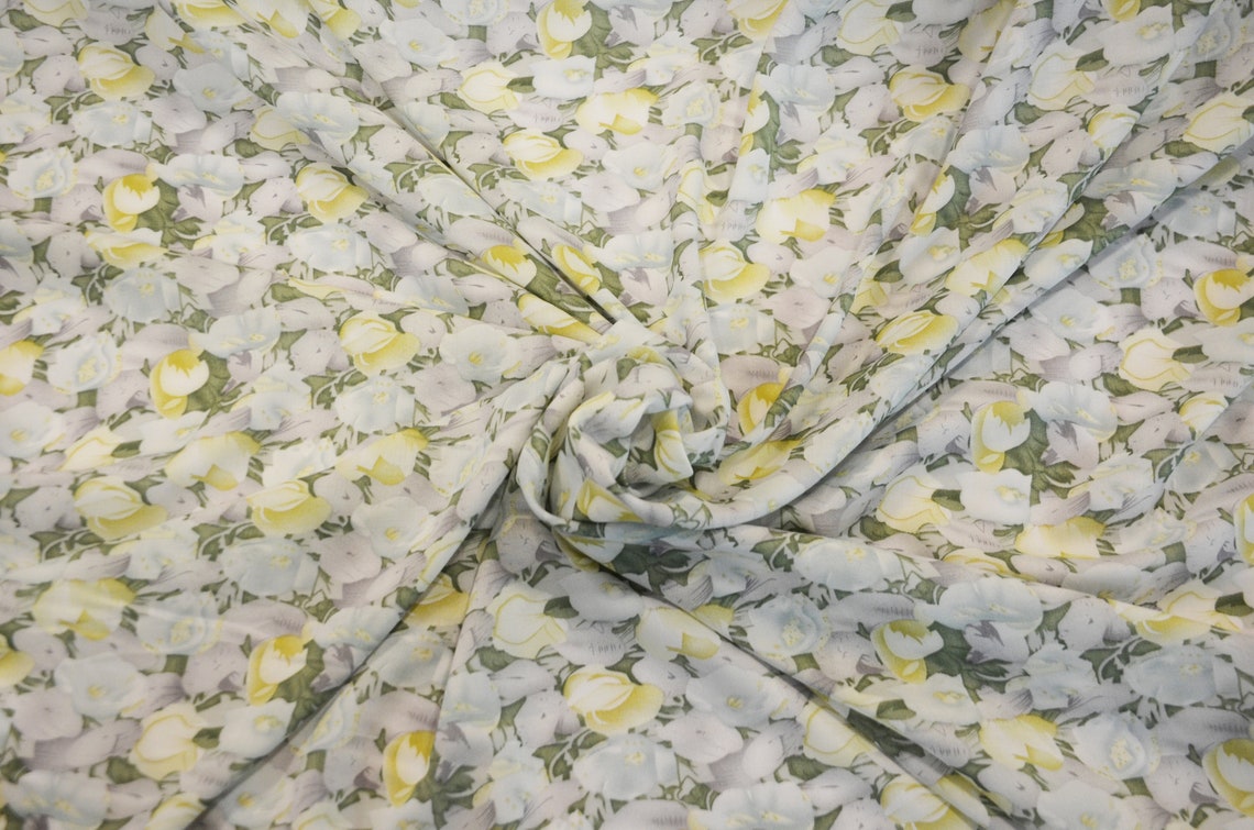 Spring Floral Rayon Challis Fabric by the Continuous Yard | Etsy