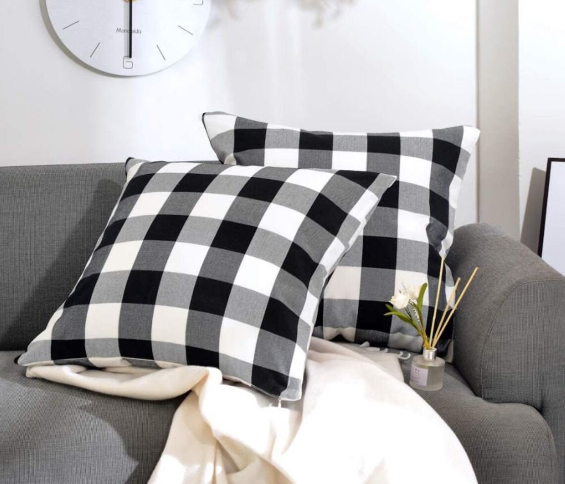 Black Buffalo Checker Fabric Plaid Checker Fabric 2 - Etsy