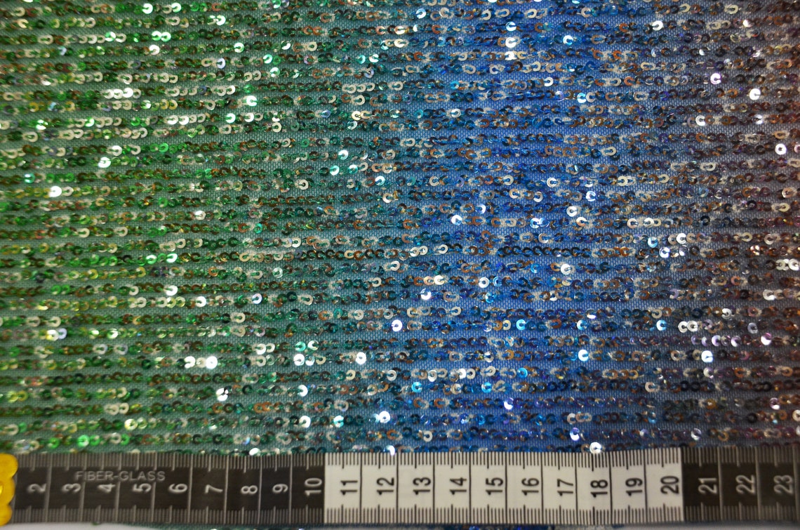 Rainbow Sequins Fabric Multi Color Sequins Rainbow on Mesh | Etsy
