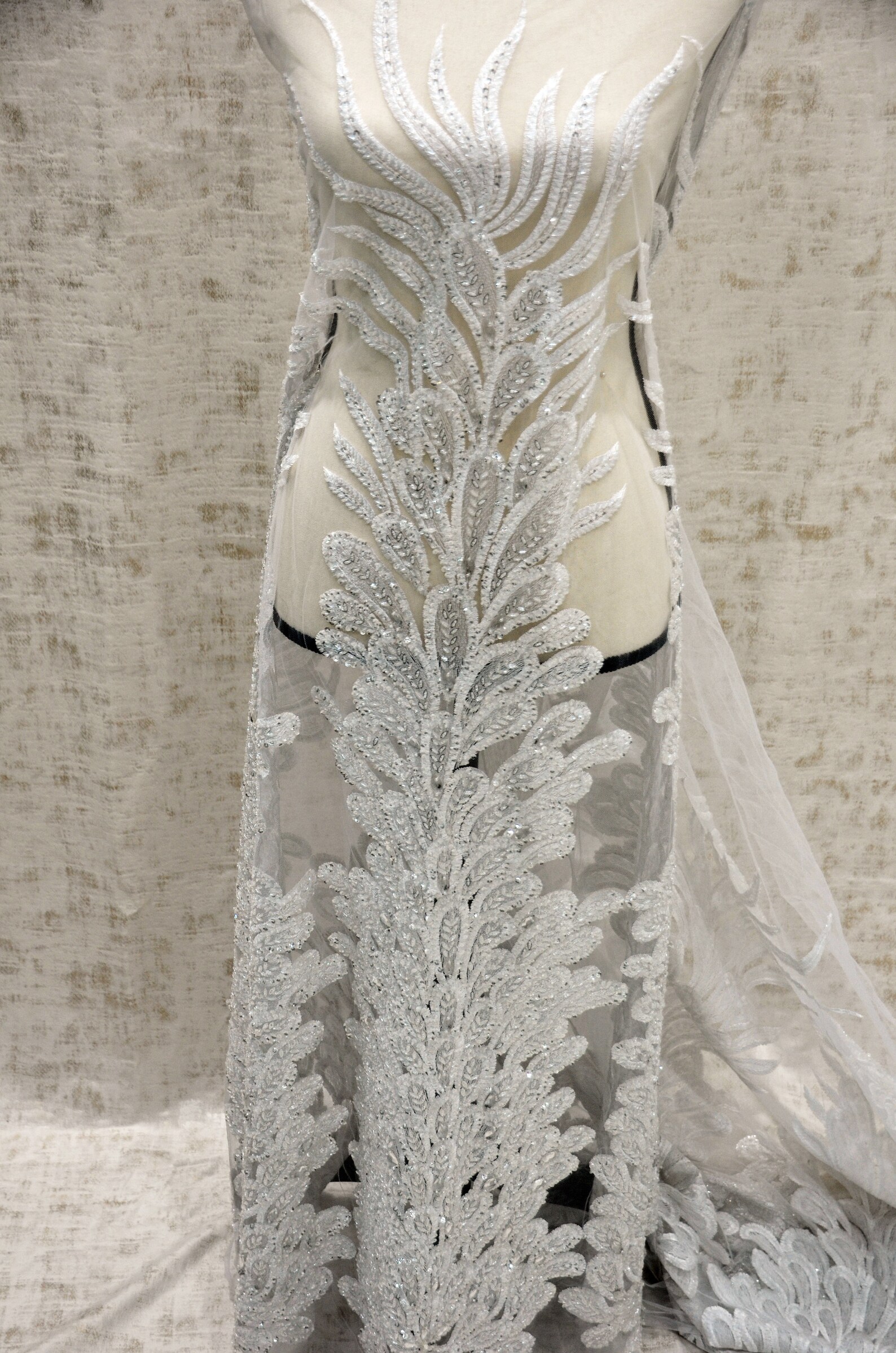 White Beaded Bridal Lace Fabric | White Beaded Lace Fabric | Beaded ...