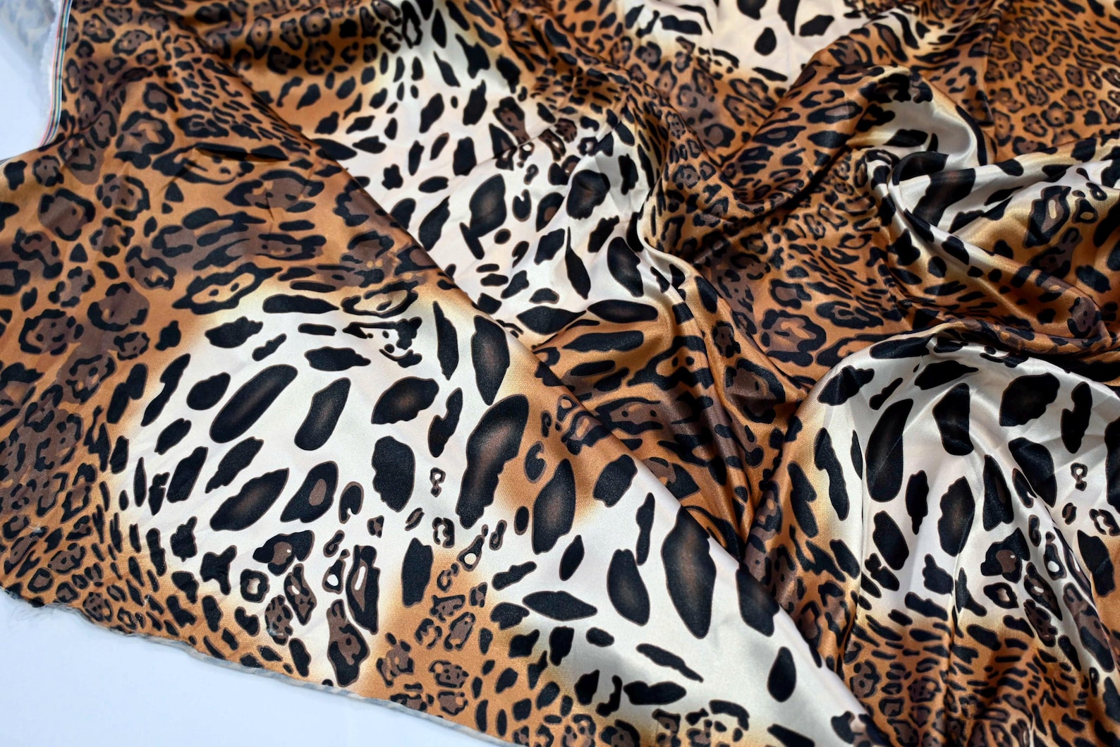 Jungle Animal Satin Print Fabric | Charmeuse Satin Tiger Cheetah Blend ...
