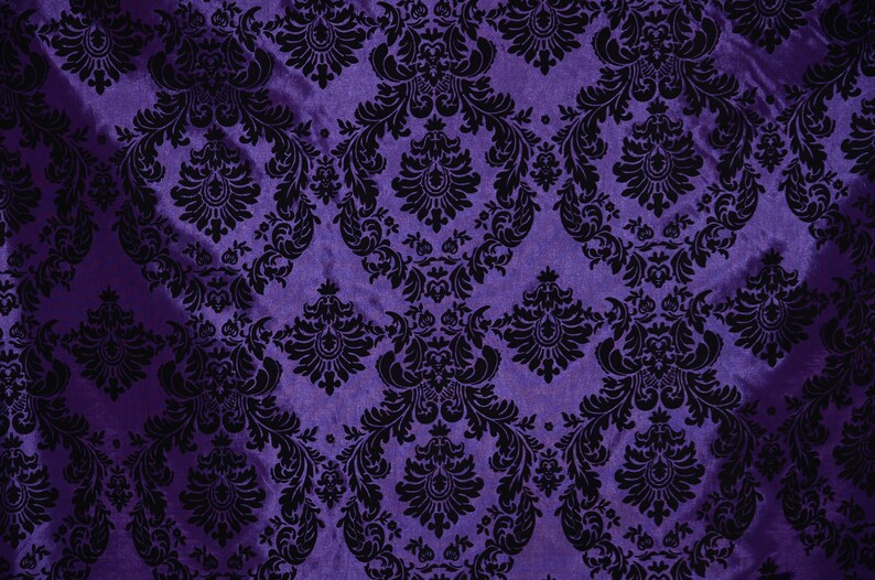 Damask Flocking Taffeta Flocking Velvet Damask on Taffeta - Etsy