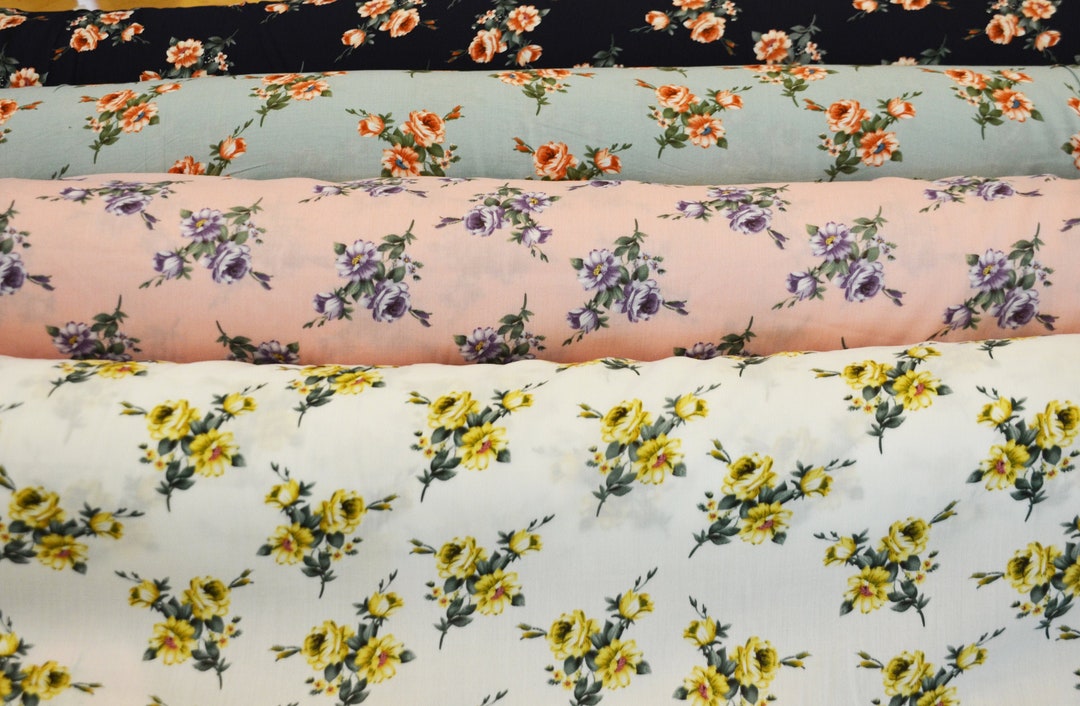 Love Flower Rayon Challis Fabric by the Continuous Yard | 60" Wide ...