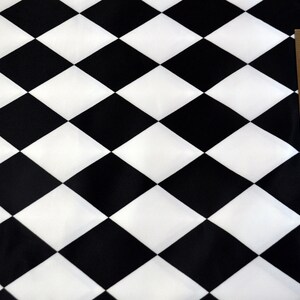 Harlequin Fabric - White Black Harlequin Diamond Semi Dull Heavy Satin ...