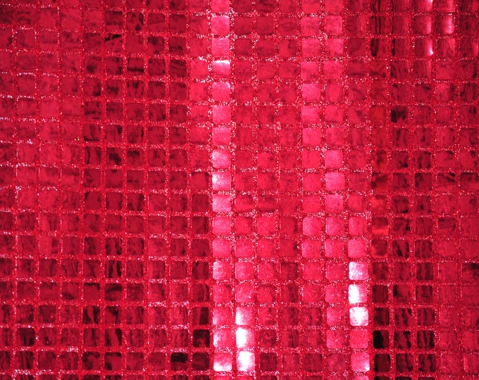 Red Hologram 8mm Square Sequins Fabric for Sewing Costumes Apparel ...